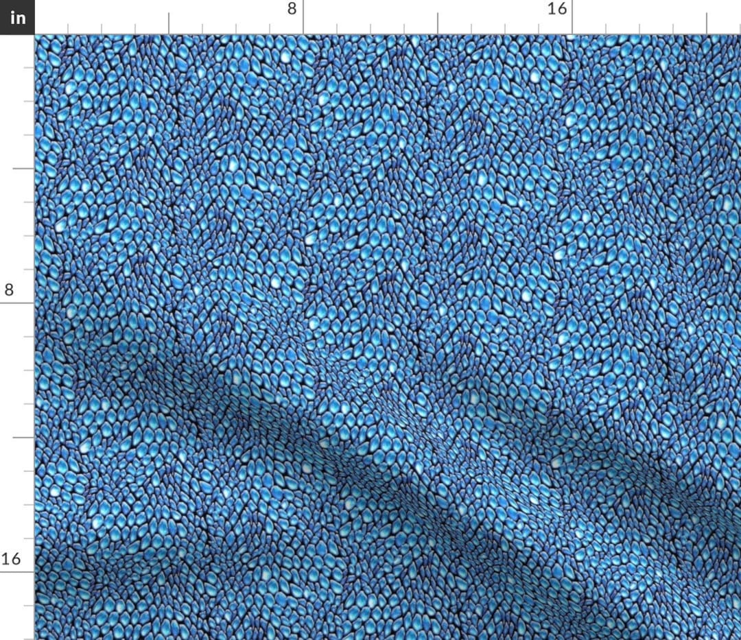 Blue Dragon Scales Fabric Sparkle Blue Ice Metal Dragon Scales by ...