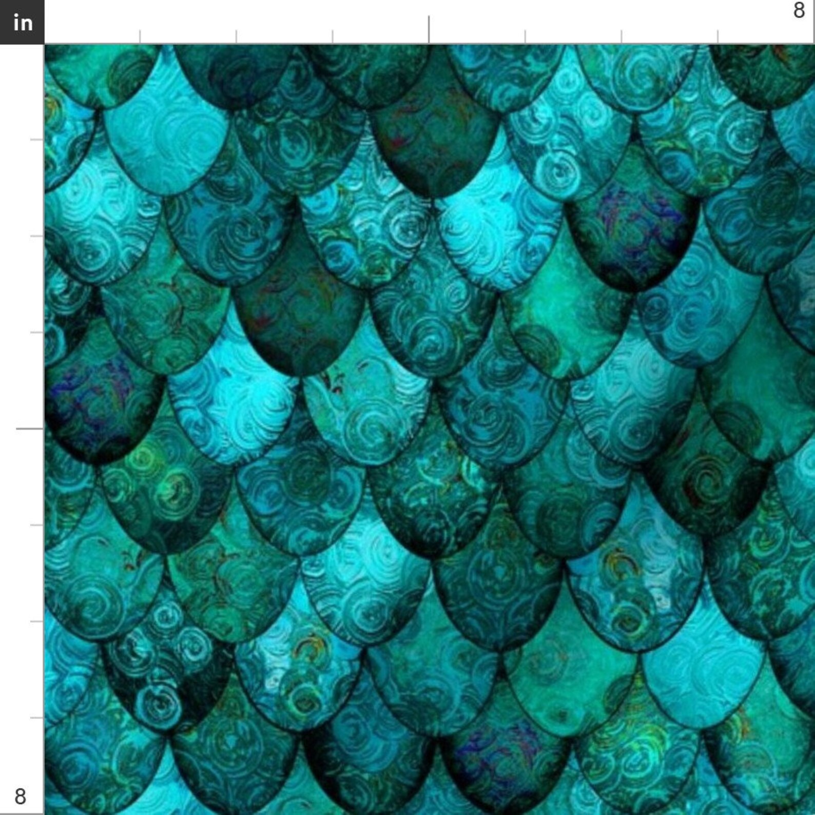 Dragon Scale Fabric Dark Teal Mermaid Scales by Su G Aqua | Etsy