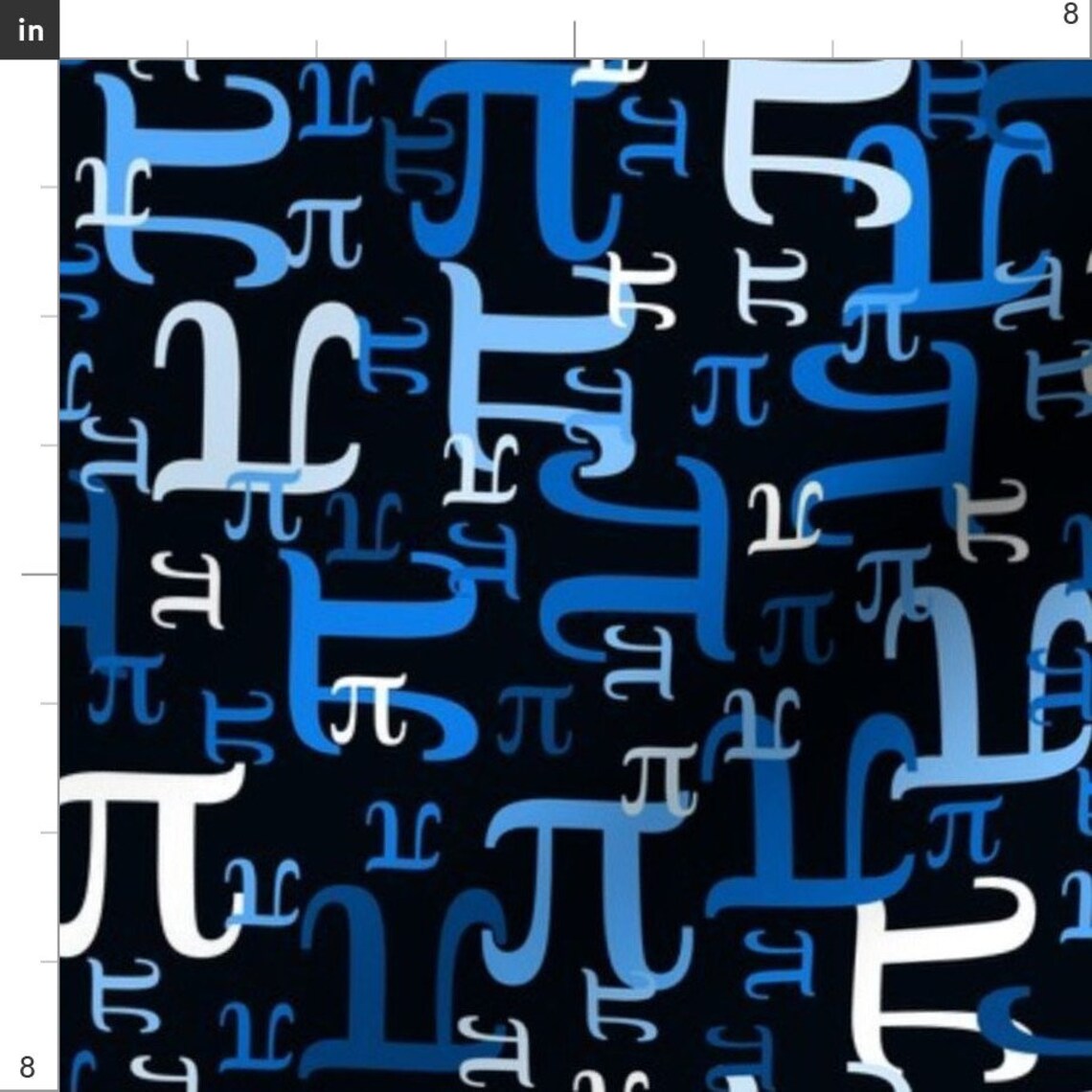 Pi Day Fabric Pieces of Pi black Blue by Robyriker Pi - Etsy