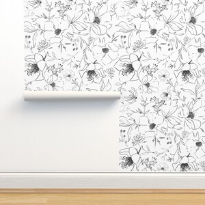 Doodle Flowers Wallpaper Sketch Flowers by Hipkiddesigns - Etsy