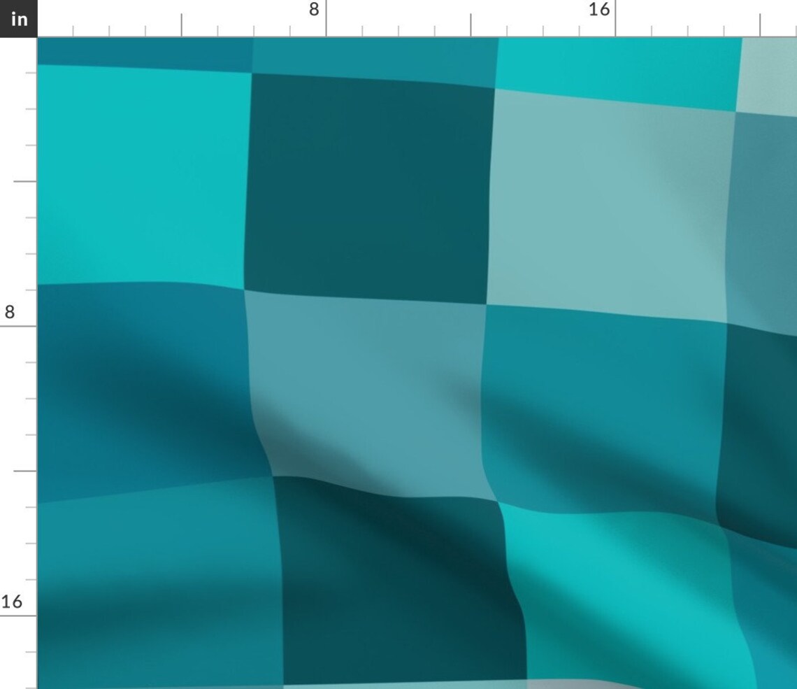 Blue Blocks Fabric Pixel Wholecloth Blanket // Teals by - Etsy