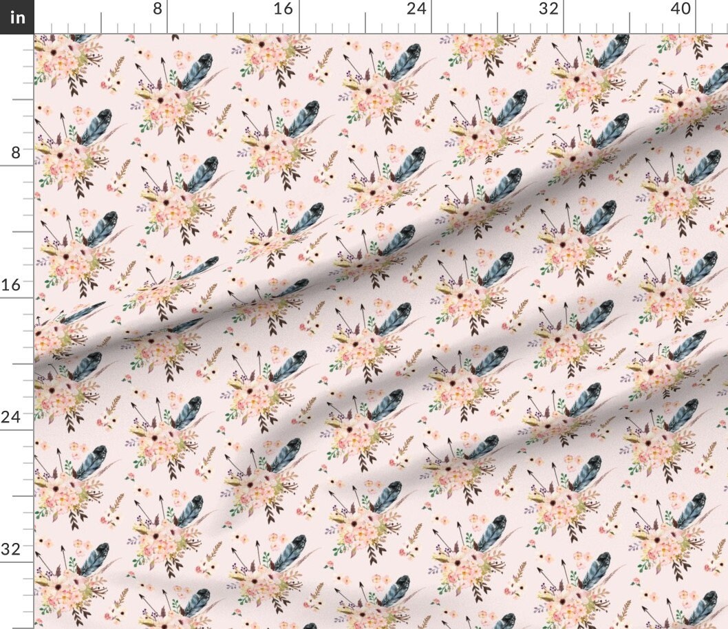 Bohemian Floral Fabric Boho Pink In Pink By Shopcabin Boho | Etsy