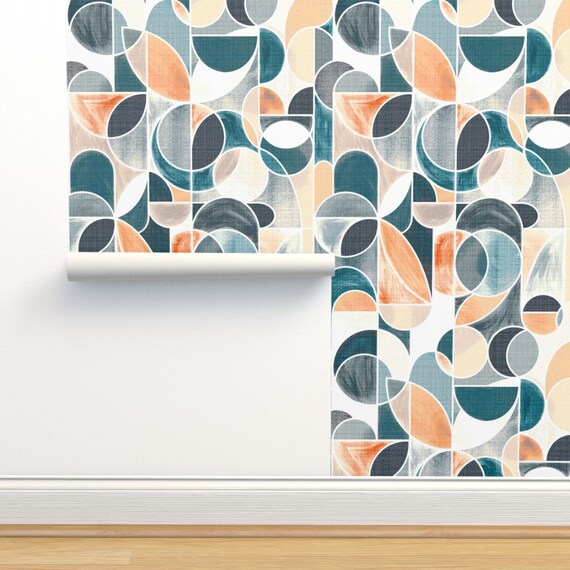 Contemporary Wallpaper Paint Washed Modern Geometric by - Etsy