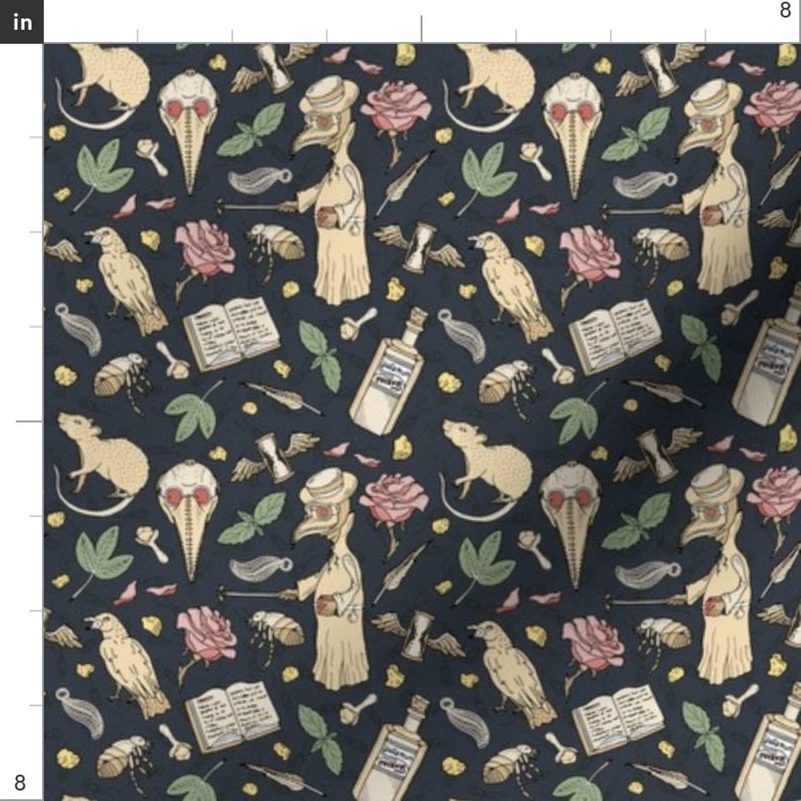Plague Doctor Fabric Doctors of Plague 4 X 4 by - Etsy