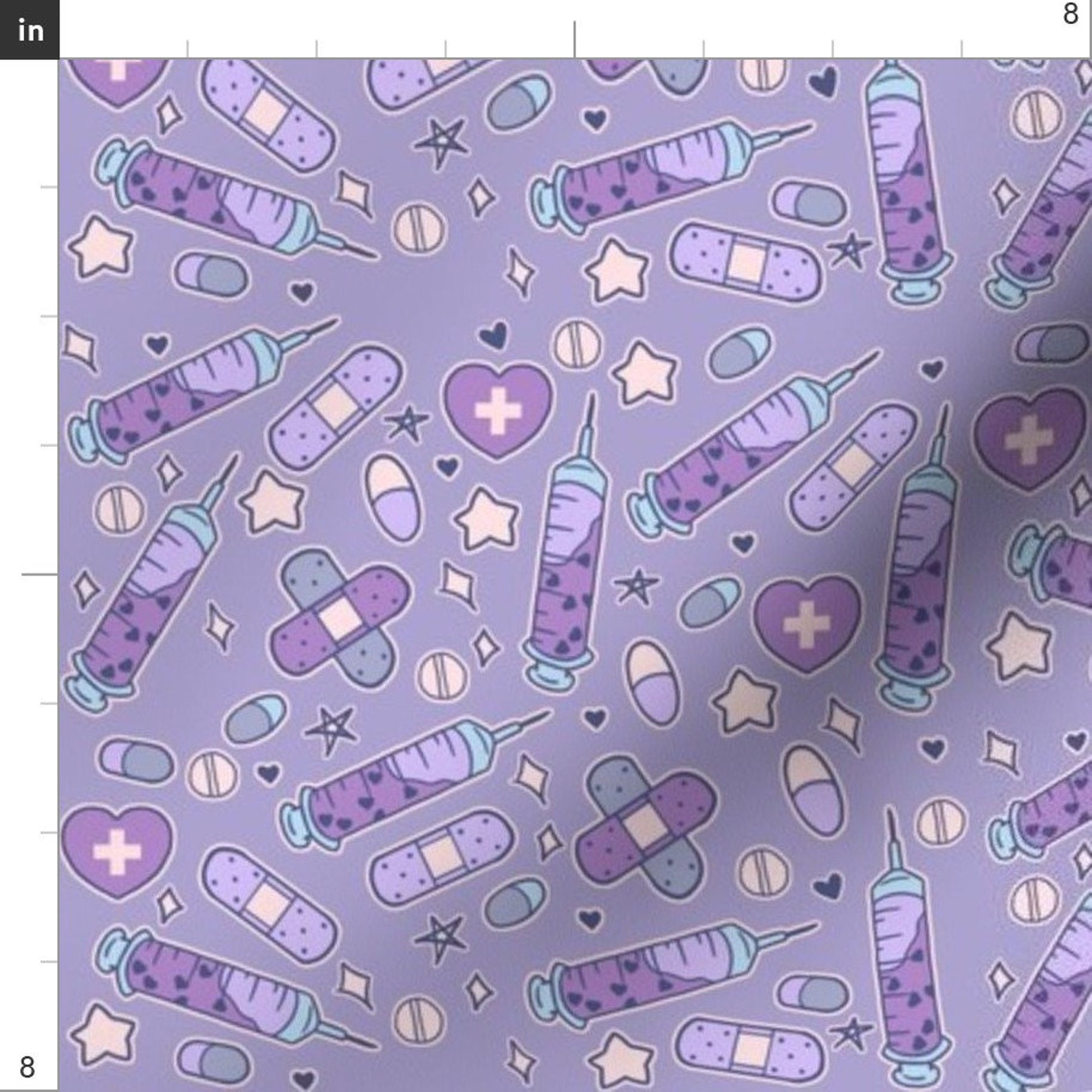 First Aid Purple Fabric Purple Nurse Repeat With Syringes - Etsy