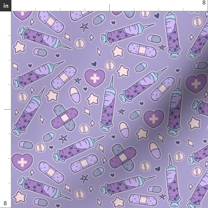 First Aid Purple Fabric Purple Nurse Repeat With Syringes - Etsy
