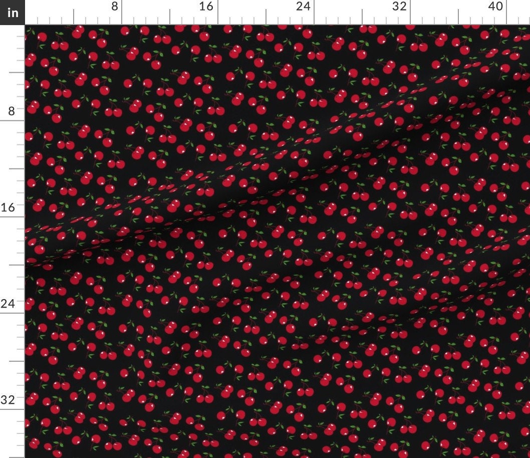 Classic Cherries Fabric Cherries Red X Black by Mezzo - Etsy