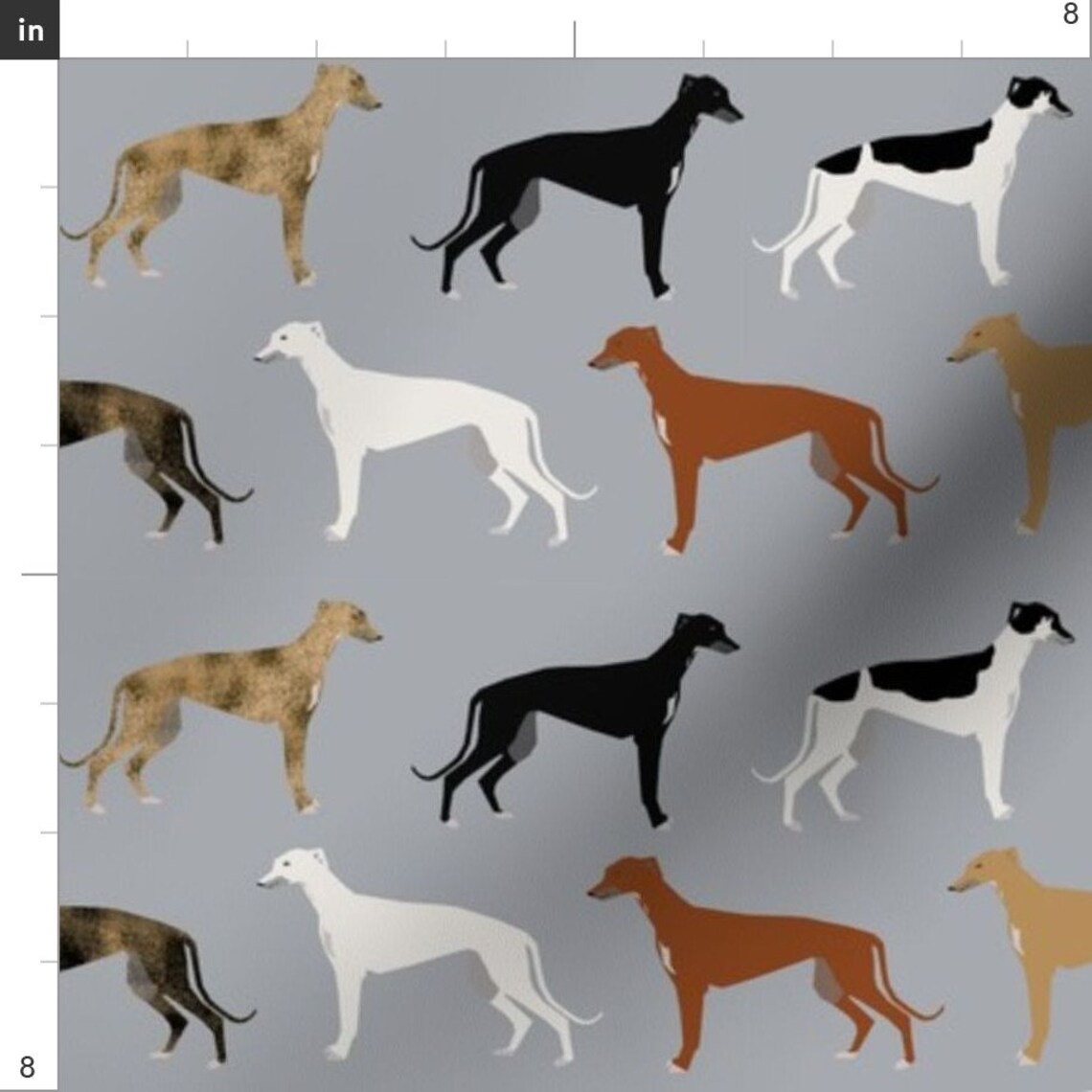 Grey Dog Fabric Greyhounds Dog Rescue Best Dogs Cute Dog | Etsy