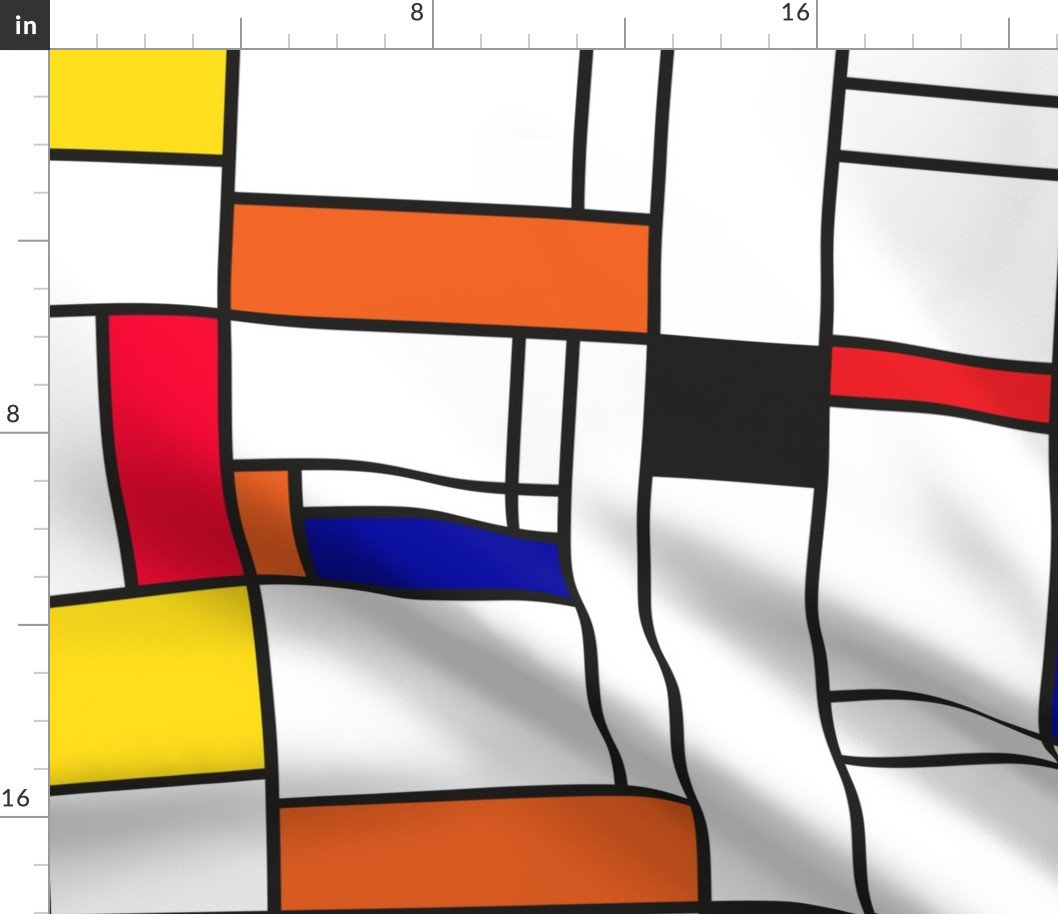 Squares and Rectangles Fabric Piet Mondrian Inspired Line | Etsy