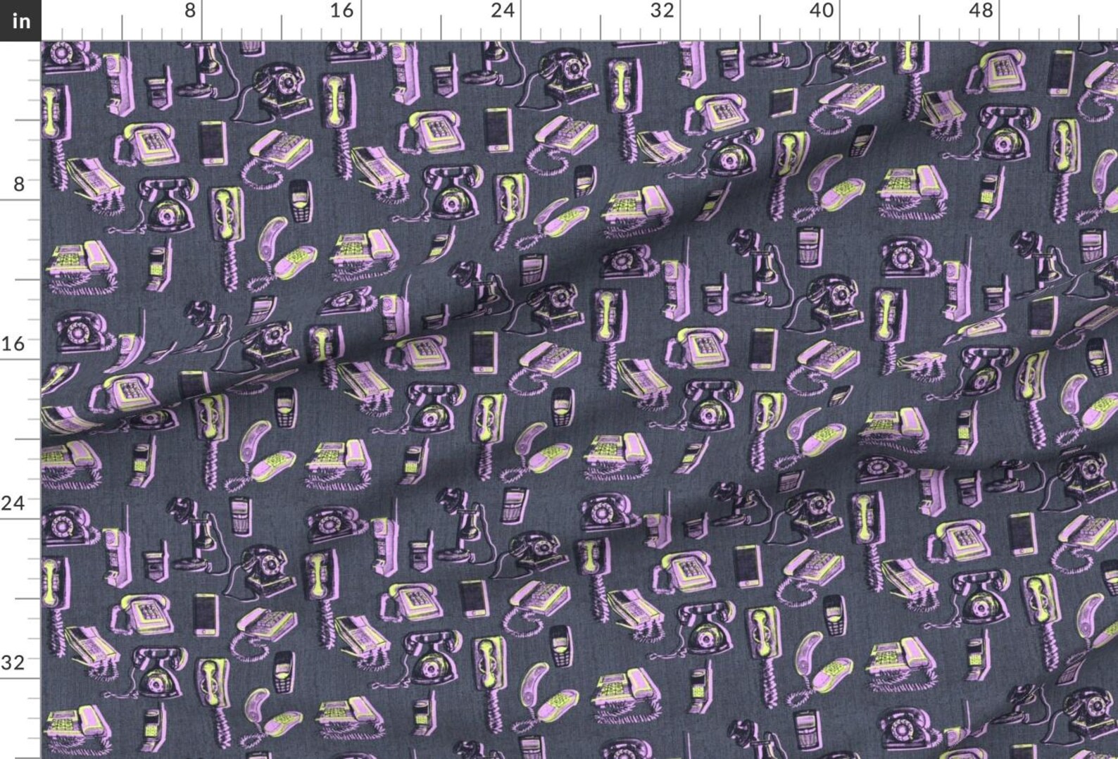 Phone Fabric - Phones Phones Phones Pinks by Abbieuproot - Telephones ...