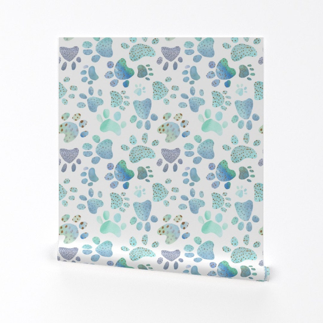 Paw Prints Wallpaper Paw Prints Blue by Emerysmithstudio Cat Dog Cute ...