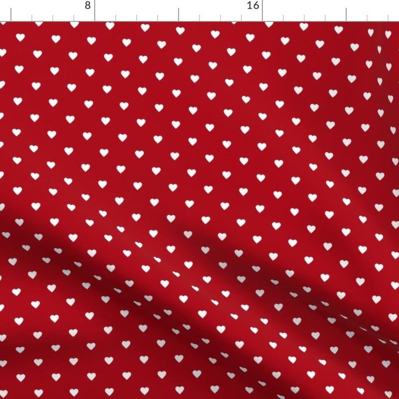 Dark Red Hearts Fabric - Etsy