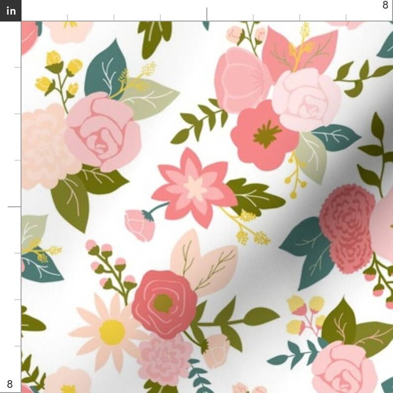 Spoonflower's Pretty in Pink Floral Fabric Designed by - Etsy