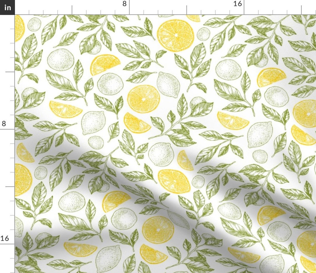 Lemon Fabric bright Citrus by Adehoidar Lemon Citrus Fruit Summer ...