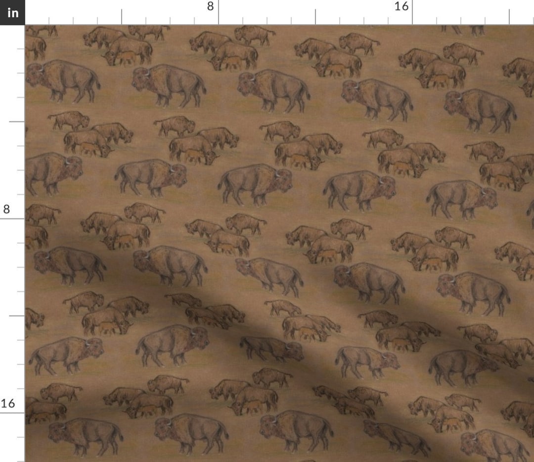 Buffalo Fabric Bison Buffalo Herd by Eclectic House Buffalo Bison Brown ...