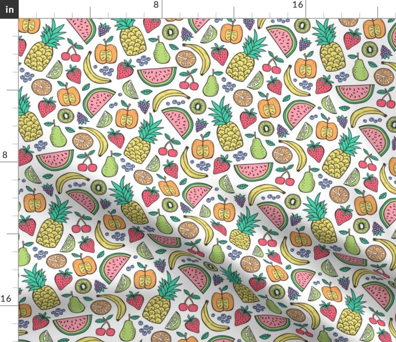 Fruit Fabric Summer Fruit Pineapplestrawberrywatermelon by - Etsy