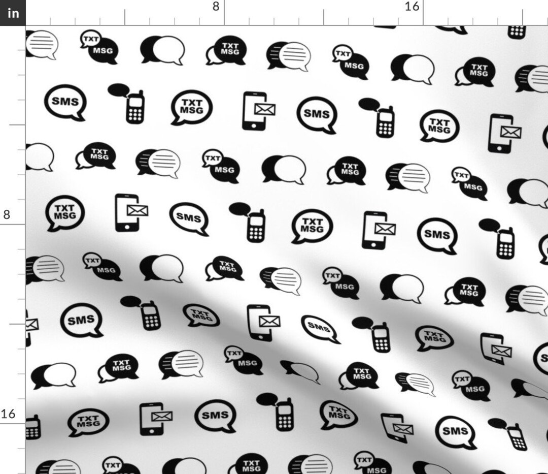 Cell Phone Fabric Fun Mobile Phone Text SMS Messaging Black and White ...
