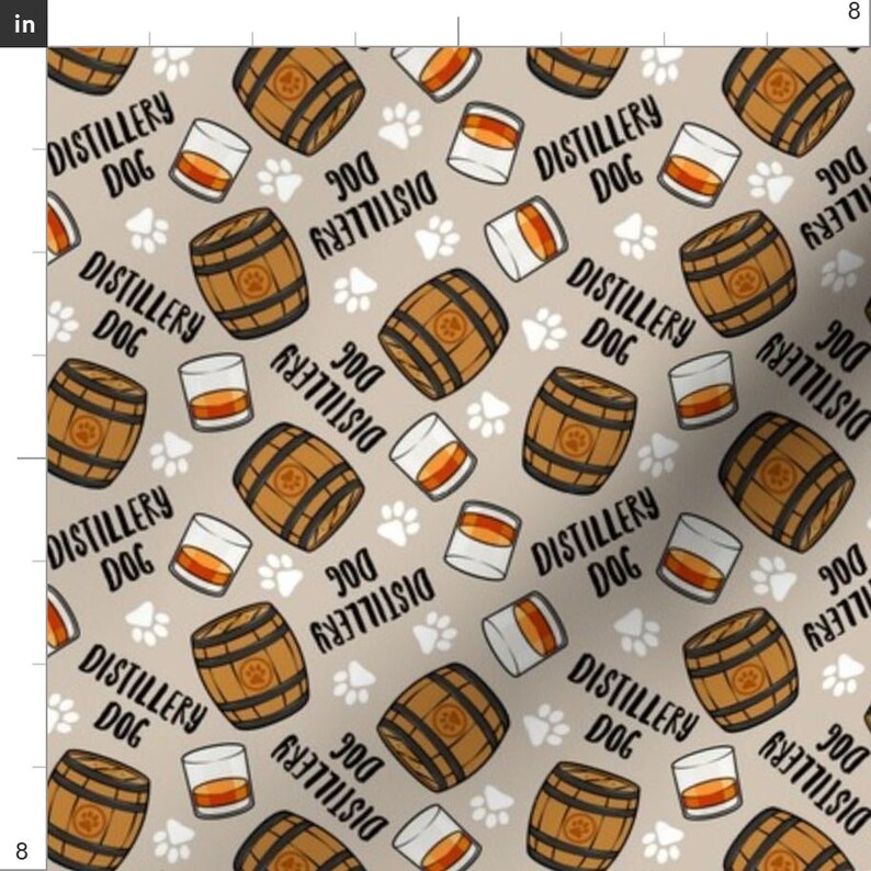 Whisky Barrel Fabric - Distillery Dog Small Scale by Littlearrowdesign ...