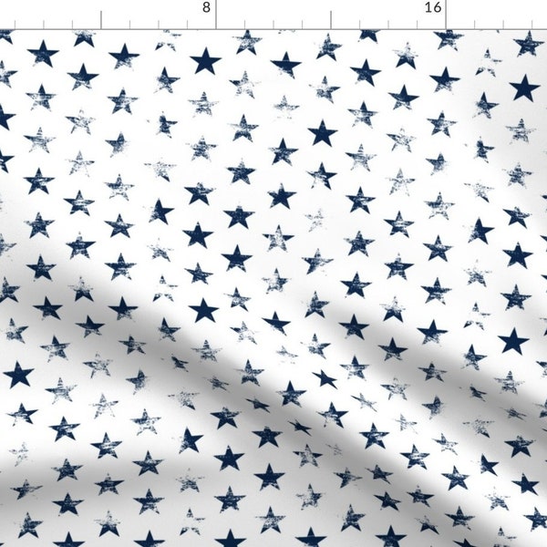 Navy With White Star Fabric - Etsy