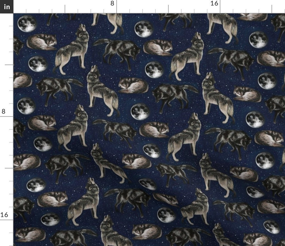 Wolves Fabric Wolves by Marta Strausa Wolf Wolves Wilderness Moons ...