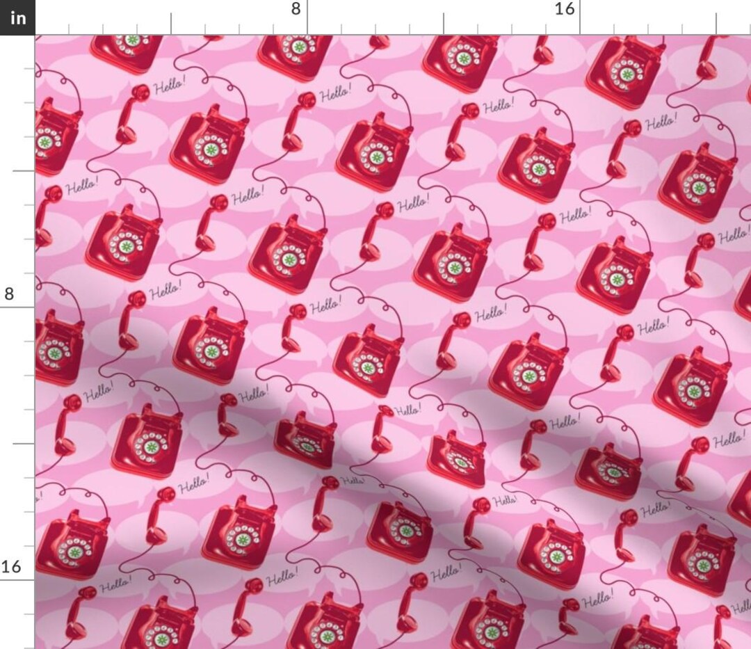 Retro Telephone Fabric Rotary Phones by Pennycandy Red Pink Speech ...