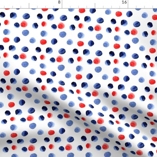 Red White and Blue Watercolor Dots Fabric Polka Dot Red - Etsy