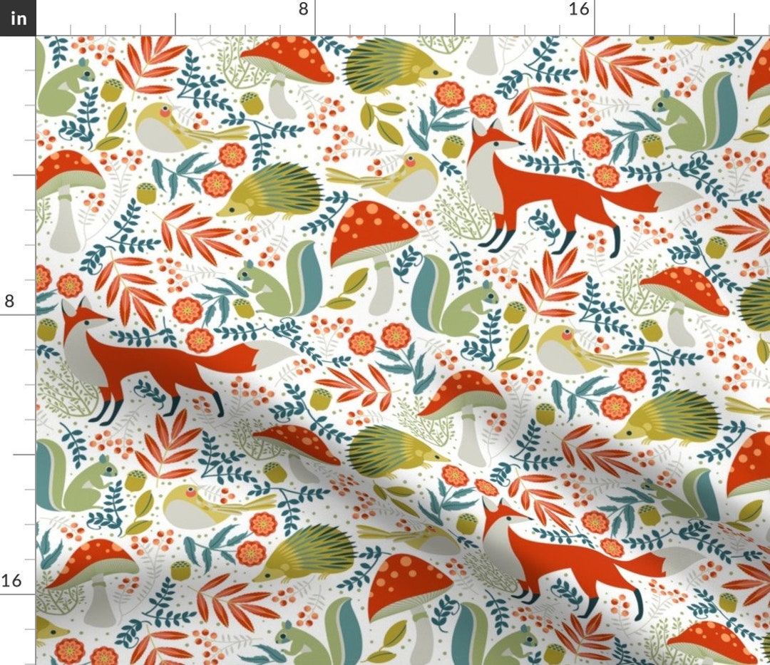 Rustic Fall Fabric Autumn Forest Harvest Red Green by - Etsy