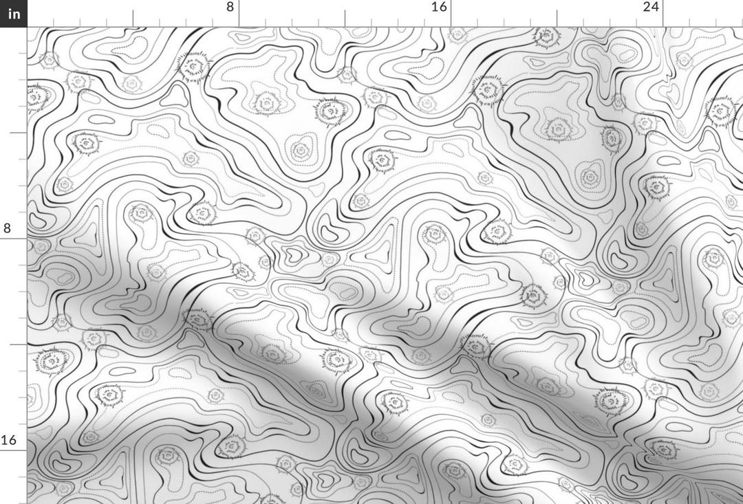 Topographic Map White View Fabric Topographic Map Seamless Pattern by ...