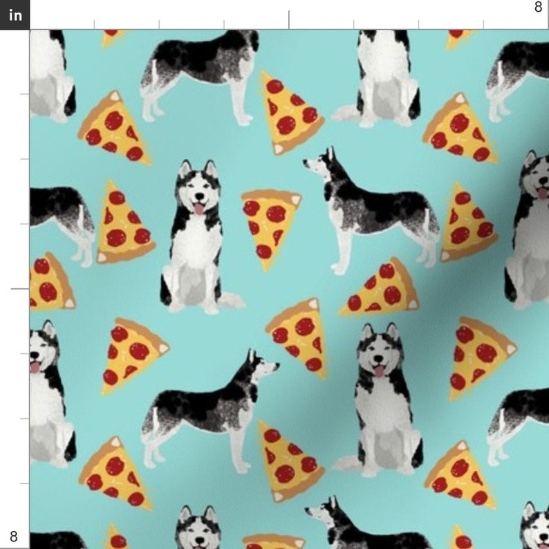 Husky Pizza Pup Fabric Husky Pizza Hipster Junk Food Dogs by - Etsy
