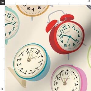 Vintage Time Fabric Retro Clock Fabric Design Cream Background by Bella ...