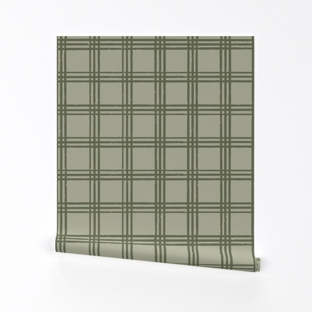 Sage Green Plaid Wallpaper Triple Plaid by Sinaokeeffedesign Windowpane ...