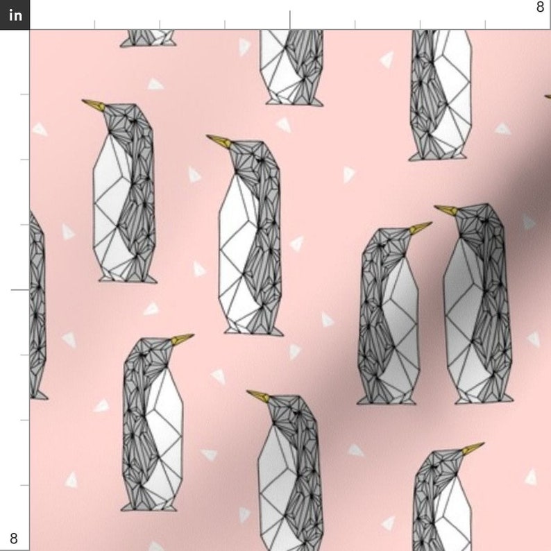 Penguin Fabric Geo Penguin // Penguin Pink Pastel Girls | Etsy