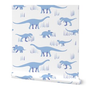 Dinosaurs Wallpaper Dinosaurs Pattern Blue-medium by Dafnag - Etsy