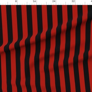 Pirate Fabric Bold Thick Vertical Stripe Red and Black by - Etsy