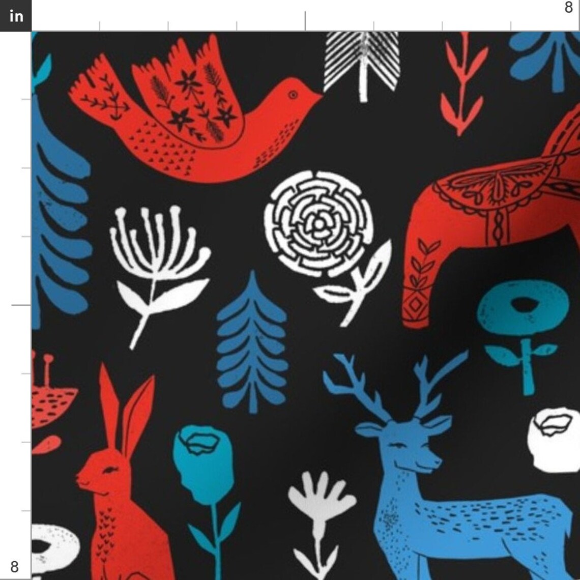 Scandinavian Hygge Fabric Swedish Folk Art Fabric by Andrea - Etsy