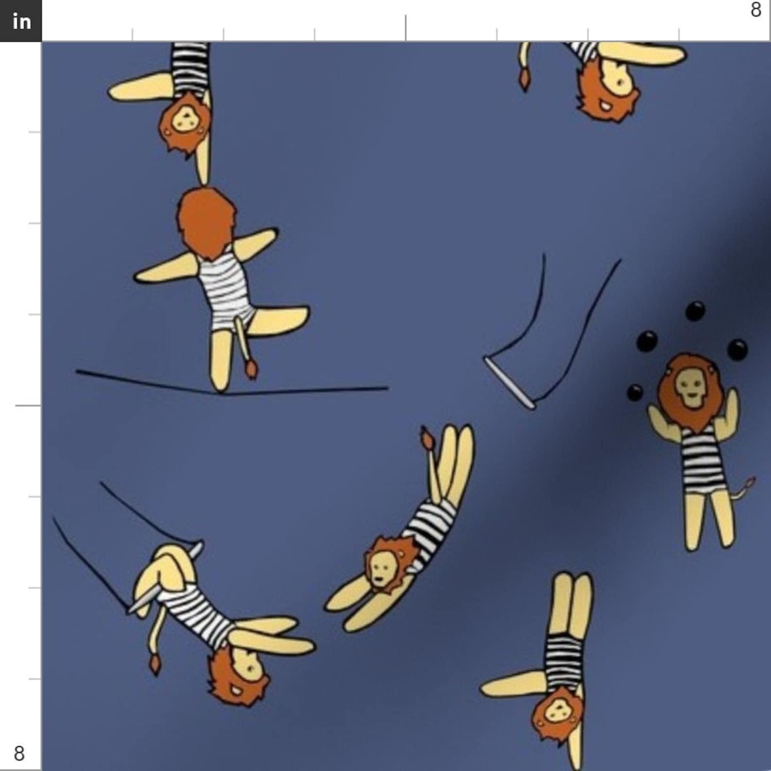 Trapeze Fabric Blue Lion Circus by Pond Ripple Trapeze - Etsy