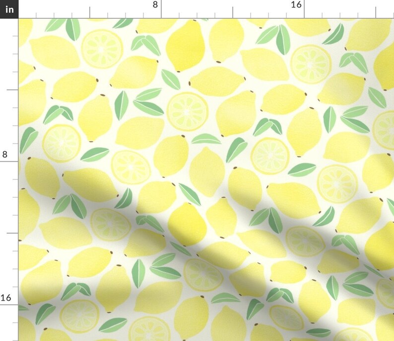 Lemon Fabric Summer Lemons by Tangerine-tane Yellow Green - Etsy