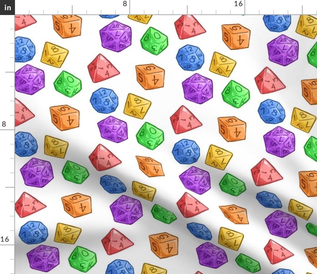 Rainbow Dice on White Fabric Rainbow Jelly Dice on White by ...