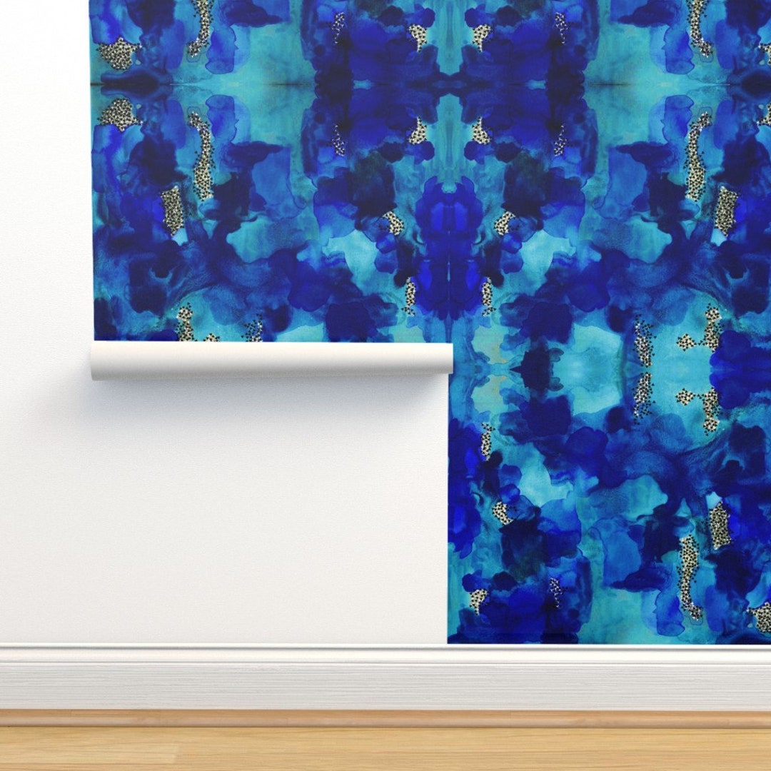 Indigo Wallpaper Indigo Watercolor Abstract by Ivieclothco - Etsy