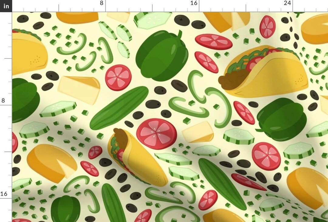Taco Food Illustration Fabric Tacos Para Todos by Crystal Whitlow Taco ...