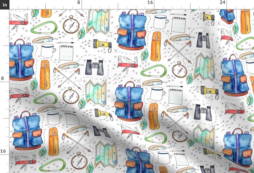 Hiking Fabric Watercolor Hiking Essentials by Emmaallardsmith ...