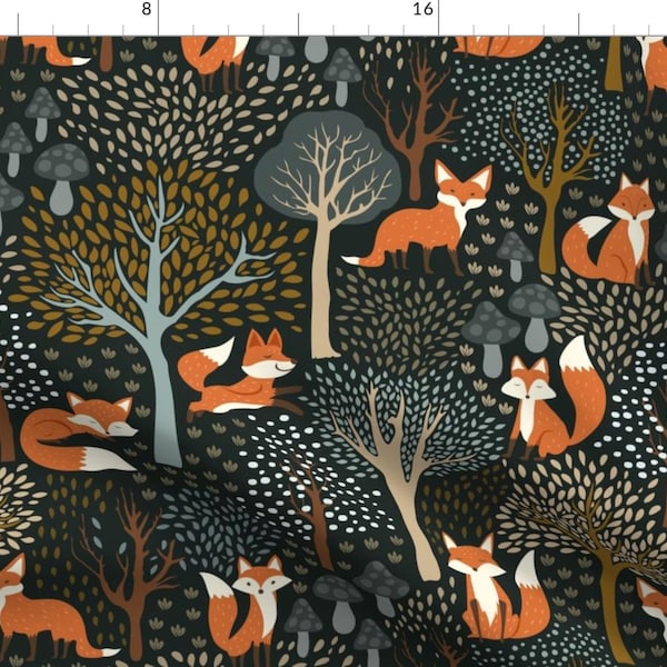 Fox Print Fabric - Etsy