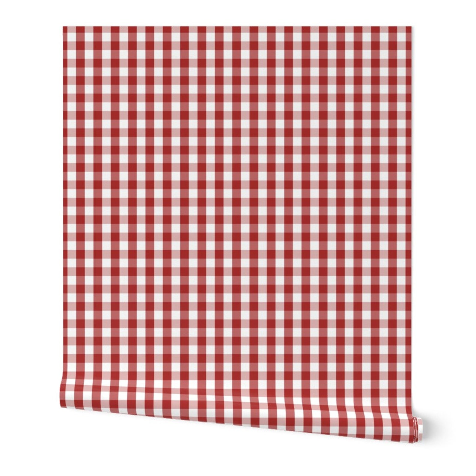 Gingham Wallpaper Aurora Red Gingham Check by Paper and - Etsy