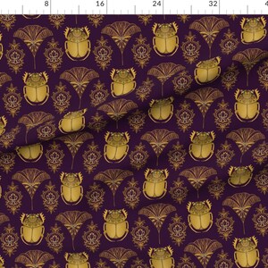 Egyptian Art Deco Fabric Yellow Scarabs by Ella_frieda Scarab Beetle ...