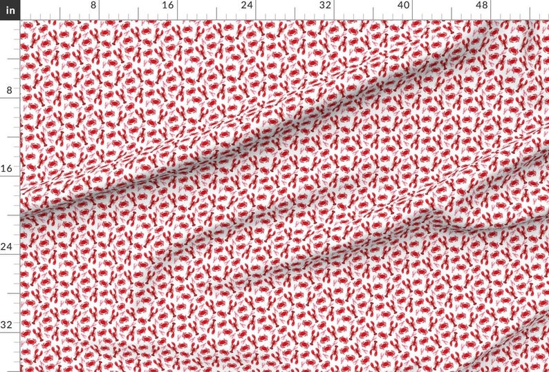 Crustacean Fabric - Crabs and Lobsters by Andrea Lauren- Red White ...