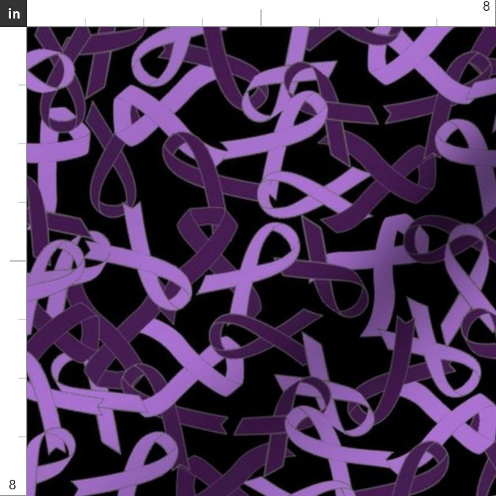 Hope Fabric Purple Ribbons for Cancer Awareness on Black by - Etsy