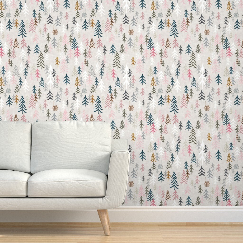 Forest Wallpaper Solitude Pink by Nouveau Bohemian | Etsy