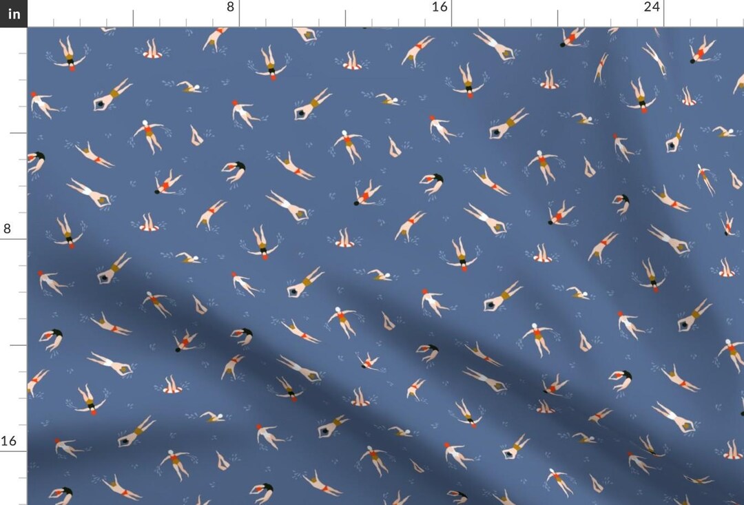 Swimming Fabric - Cute Swimmers by Alenkakarabanova - Swimming Summer ...