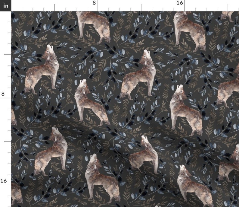 Wild Wolves Fabric October in the Wild / Wolf / Foliage by - Etsy