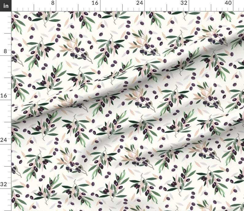Olive Branch Fabric Olivia Sprig by Onesweetorange Green - Etsy
